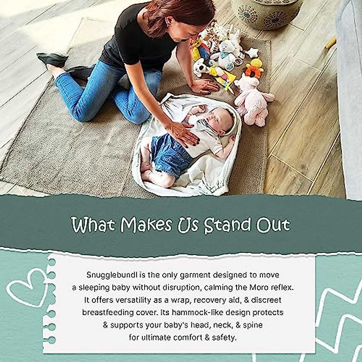 Snugglebundl – Move Without Waking | Organic Cotton | Best Baby Travel System | Elective C-Section (Baby Bumble, Lightweight, Baby Haze)