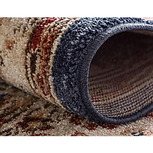 Unique Loom Utopia Collection Traditional Classic Vintage Inspired Area Rug with Warm Hues, 9' x 12' 2" Rectangle, Light Blue/Burgundy