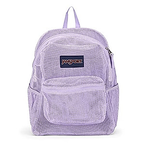 JanSport Eco Mesh Backpack, Pastel Lilac, 17” x 12.5” x 6” - Semi-Transparent Bookbag for Adults with Laptop Sleeve, Padded Back Panel - Large Backpack