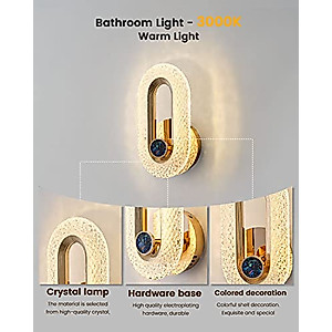 OYLYW Wall Sconces Set of Two, Acrylic led Wall Light lamp Vintage 3000k Vanity Lighting Fixture for Bedroom Bedside Bathroom Living Room Hallway(2 Pack)