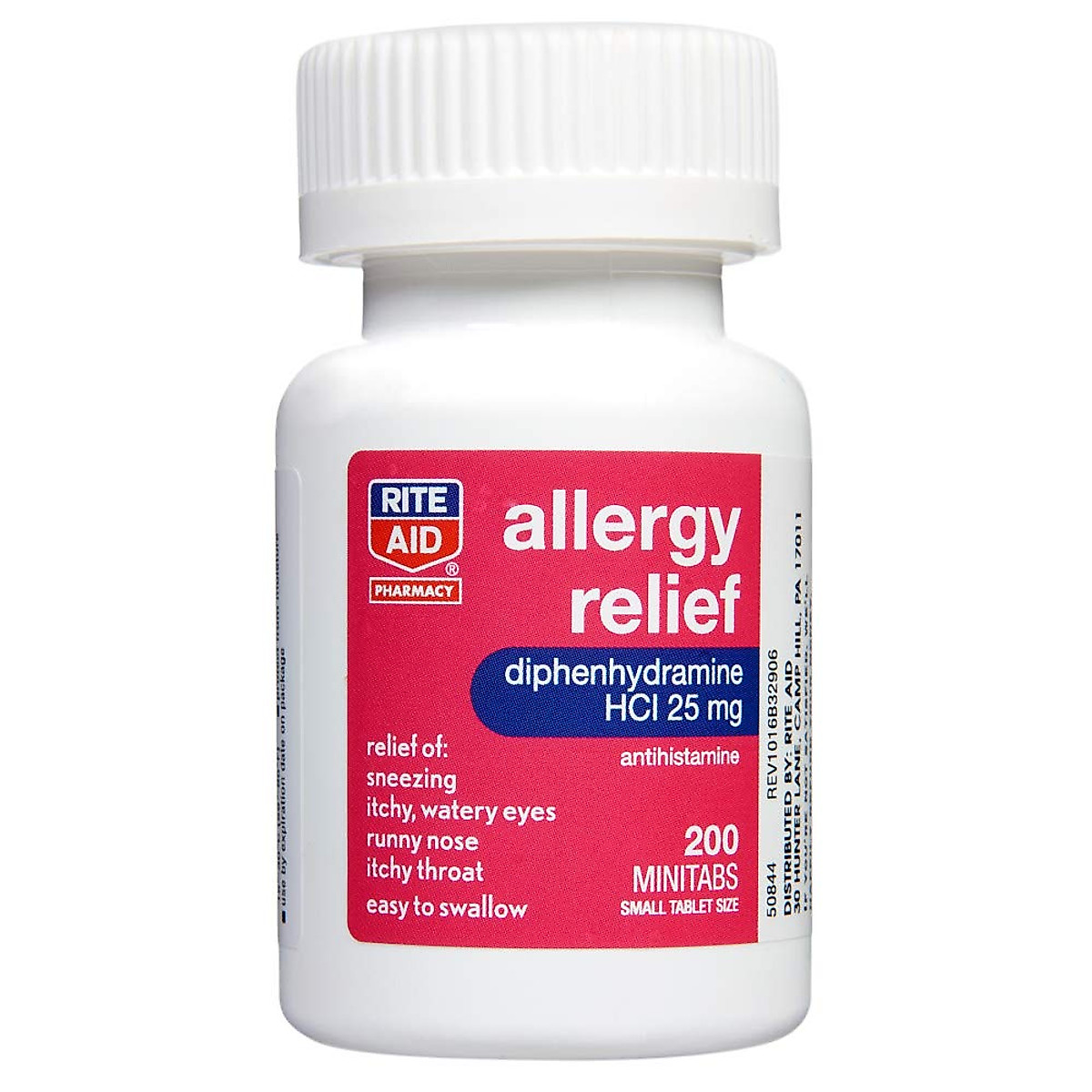 Rite Aid Antihistamine Allergy Relief with Diphenhydramine | Allergy Medicine | Easy-to-Swallow Small Tablet Size Allergy Relief | Common Cold & Respiratory Allergy Medication (200 Count)