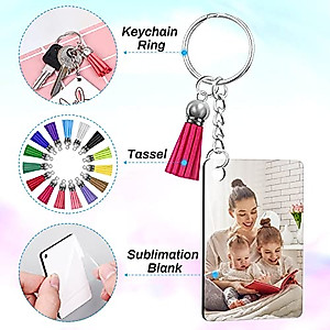 Modacraft Sublimation Keychain Blanks Bulk 120Pcs Sublimation Keychain Blanks Set with Rectangle Sublimation Blanks, Keychain Tassels, Keychain Rings and Jump Rings for DIY Keychain Crafting
