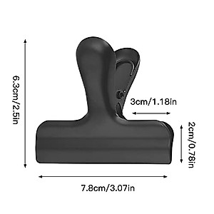 Pack of 6 Bag Clips,Lawdiey Stainless Steel 3 x 2.5 Inch Heavy Duty Large Bag Clips for Coffee Food Bread Bags and Chip Bags Air Tight Seal (Black)