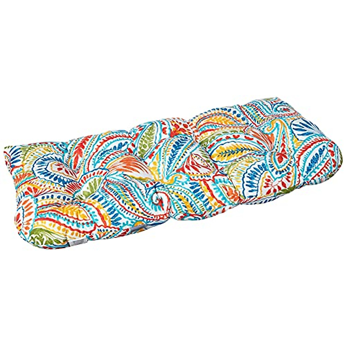 Pillow Perfect 572611 Outdoor/Indoor Ummi Multi Tufted Loveseat Cushion, 1 Count (Pack of 1), Blue