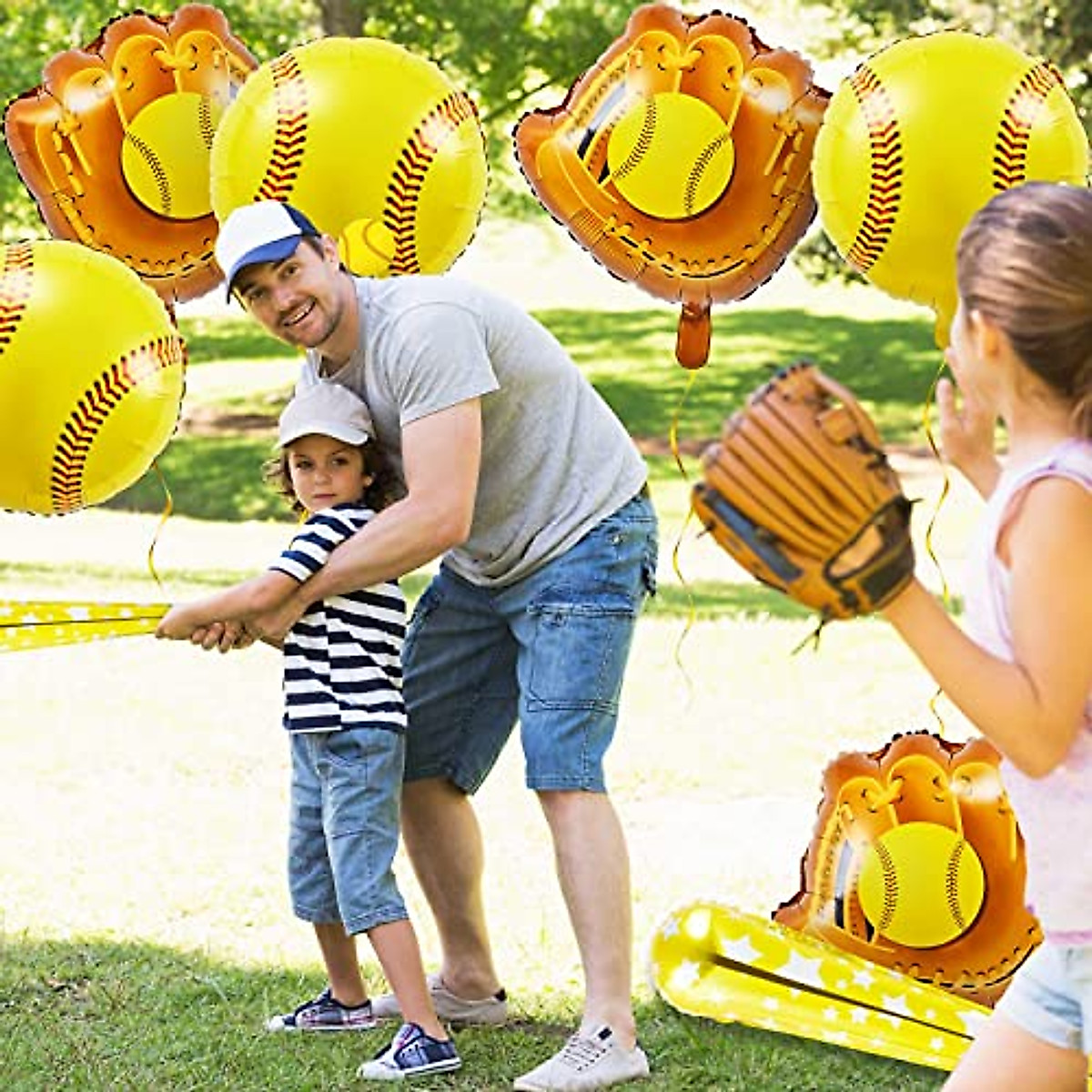 18 Pcs Softball Foil Balloons Softball Party Decorations 18 Inch Ball 20 Inch Glove 30 Inch Bat Balloons Sports Theme Softball Party Favors Softball Birthday Party Supplies for Gifts Props