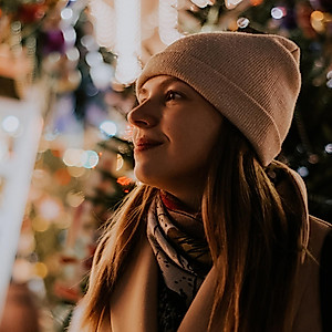 PFFY 2 Packs Unisex Beanie Hats for Men and Women Knit Winter Beanies Black+Gray