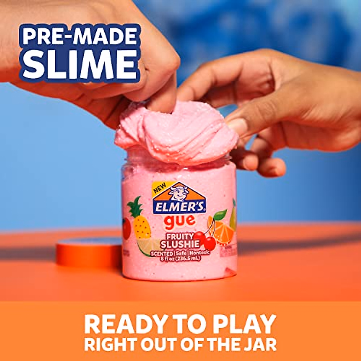 Elmer's Gue Premade Slime, Variety Pack, Includes Clear Slime, Scented Slime, Glitter Slime, 4 Count