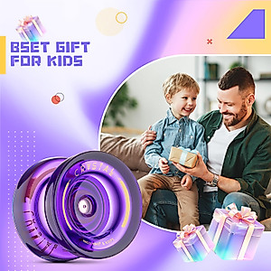 Responsive Yoyo for Kids K2 Crystal Purple , Dual Purpose Plastic Yo-Yo for Beginners, Replacement Unresponsive Ball Bearing for Advanced Yo yo Players + Removal Bearing Tool + 12 Yoyo Strings + Bag