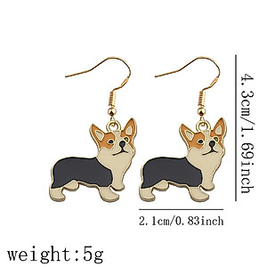 DIYANMMY Cute cartoon alloy Corgi Dog Drop Dangle Earrings On Charm Animal Jewelry Corgi Gift For Pet Lover Corgi Mom Puppy Mom (Dog earrings)