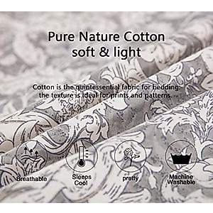 DAUAOTO Twin XL 68"X92" Duvet Cover Set, Cotton Farmhouse Print Bedding for Twin Extra Long Bed, Gray Paisley Pattern