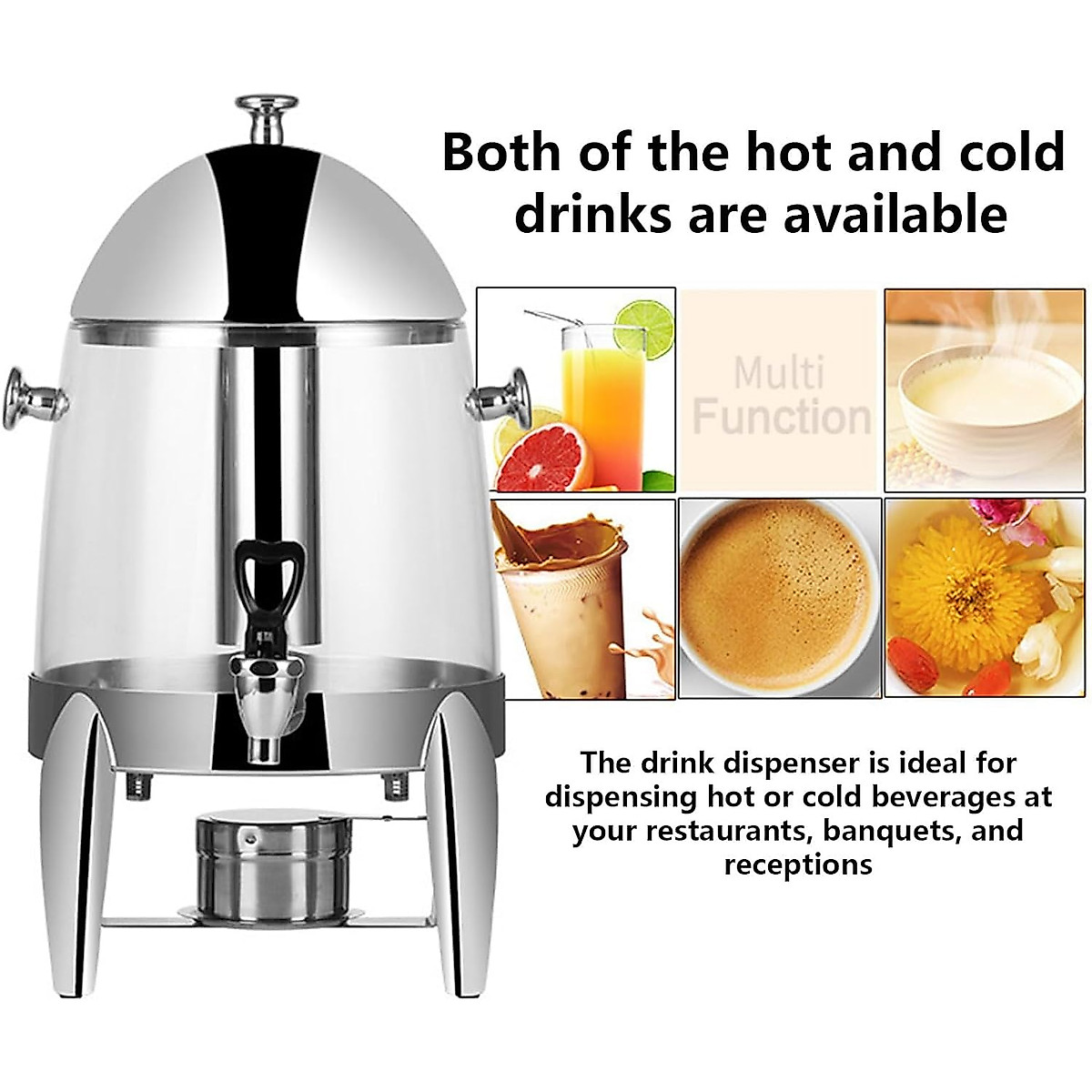 12L Stainless Steel Juice Dispenser Beverage Dispenser with Spigot Coffee Urn Hot Or Cold Drinks Dispenser for Parties Buffet Catering