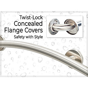 Curved Grab Bar for Bathroom Bathtub Shower Kitchen ADA Safety/304 Stainless/Brush Finish/ 24" x 3"