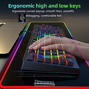 Fuegobird Gaming and Office Keyboard, USB Wired High Performance, RGB Backlit, Compact 87 Keys Low Caps for Windows, Mac, Android