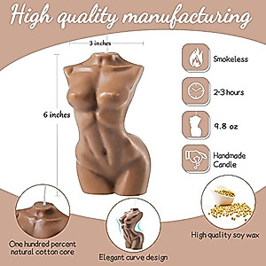 Body Candle Female Torso Candle 6'' Shaped Candles Aesthetic Candle Soy Candle Home Decor for Bathroom Bedroom Gift for Home Spa Wedding Women Birthday Valentine's Day Gift(Brown)