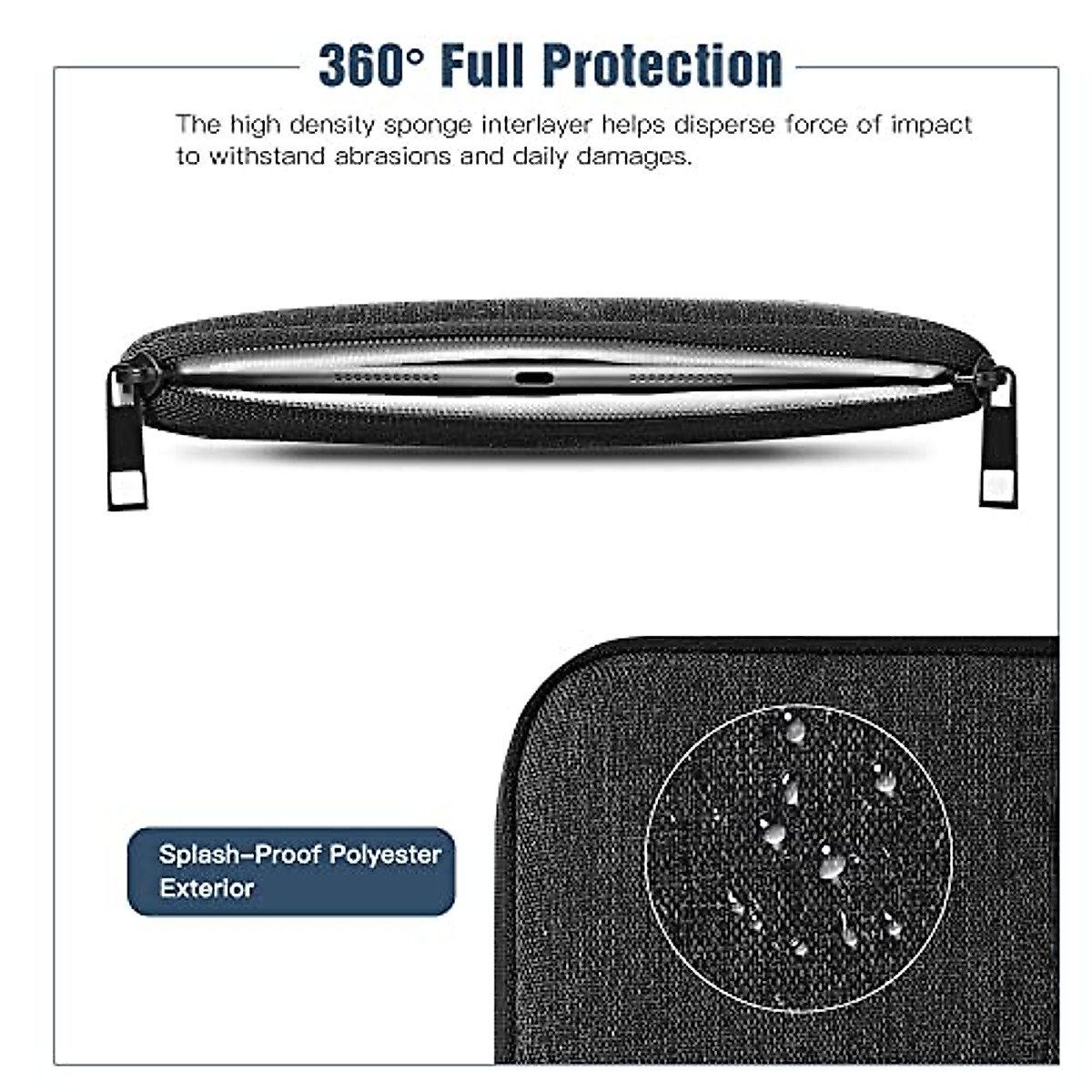 TiMOVO 9-11" Tablet Sleeve Bag for iPad 10th Gen. 10.9",iPad 9th/8th/7th Gen. 10.2",iPad Air 11/Air 5th/4th Gen. 10.9",Galaxy Tab A9+/A9 Plus 11",Protective Bag Fit Smart Keyboard, Black