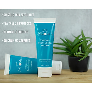 Shobha Ingrown Relief Lotion – One-Step Ingrown Hair Treatment – Post Waxing Hair Bump Remover - Skin Care Product for After Face, Body and Bikini Hair Removal, 8 oz