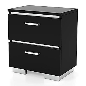 BOWERY HILL 2pc Black Wood Bedroom Set - 2 Nightstands Finish
