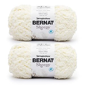 Bernat Sheepy Cotton Tail Yarn - 2 Pack of 250g/8.8oz - Nylon - 6 Super Bulky - 149 Yards - Knitting, Crocheting & Crafts