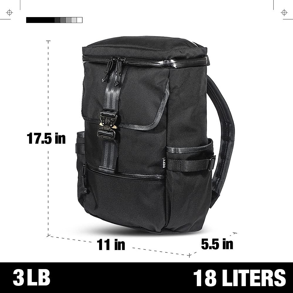 DEFY Menace Backpack 2.0 | Ballistic Nylon Backpack | 18 Liter Utility Backpack For Men | Premium Tech Backpack w/ 16 Inch Laptop Sleeve | Water Repellent Travel & Commuter Pack (Black)