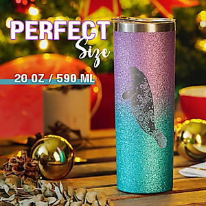 Onebttl Manatee Gifts for Women/Girls, 20 oz Skinny Tumbler with Lid and Straw, Best Gifts for Manatee Sea Animals Lovers on Christmas/Birthday, Gift Box Included, Purple Glitter