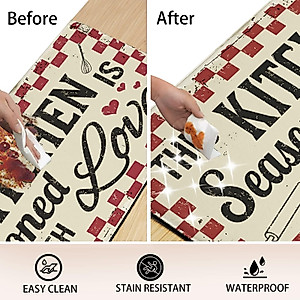 tubeamin Red Buffalo Plaid Kitchen Rugs Set of 2 Anti Fatigue Kitchen Mats for Floor Foam Cushioned Non Slip Kitchen Rug Farmhouse Style Waterproof Comfort Padded Standing Mat for Sink, Laundry