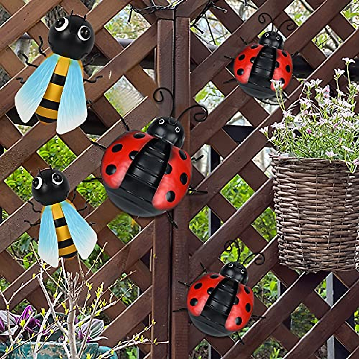 Metal Ladybug Wall Art Decor Set - Vibrant Garden & Indoor Decor