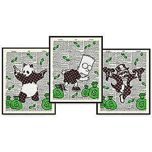 Bart Simpson Poster - 8x10 Set - Banksy Wall Art - Graffiti Wall Art of Louis Vuitton - LV Wall Decor - Money Decorations Wall Decor - Urban Wall Decor - Funny Street Art Mural for Alec Monopoly Fans