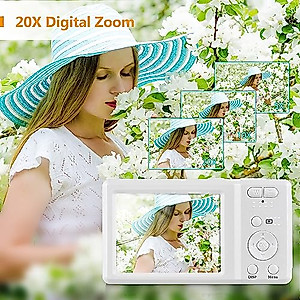 Andoer Kids Camera, 2.7-inch TFT Portable Digital Camera 56MP 4K Ultra HD 20X Zoom Auto Focus Self-Timer Face Detection Anti-Shaking with 2pcs Batteries Hand Strap Great Gift for for Kids Teens