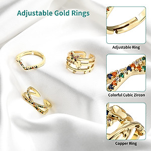 URPANDA Eternity Gold Ring Wedding Band for Women, Adjustable Engagement Ring Rainbow Rings Cubic Zirconia Rings Stackable Rings Gift, Butterfly