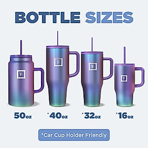 IRON FLASK Co-Pilot Insulated Mug w/Straw & Flip Cap Lids - Cup Holder Bottle for Hot, Cold Drink - Leak-Proof - Water, Coffee Portable Travel Mug - Midnight Black, 16 Oz