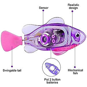 LAVIZO Interactive Robot Fish Toys for Cat/Dog(6 Pcs), Activated Swimming in Water with LED Light, Swimming Bath Plastic Fish Toy Gift to Stimulate Your Pet's Hunter Instincts