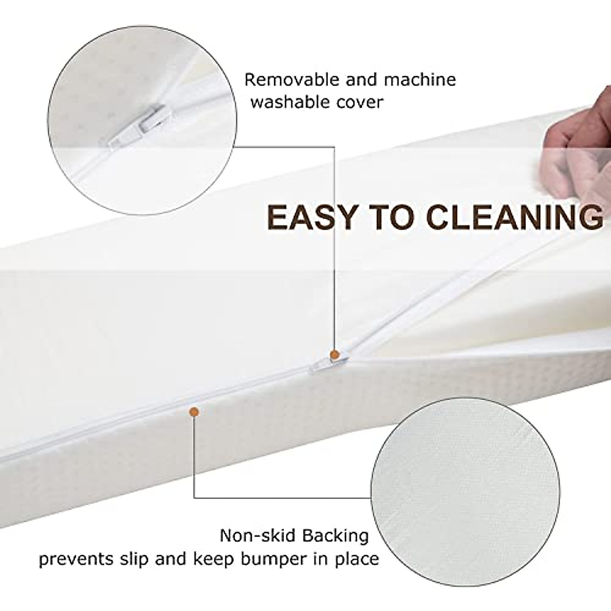 YIHATA Bed Bumpers for Toddlers 1 Pack Bed Rail for Toddlers Foam Safety Bed Guard Rail for Kids with Non-Slip Water Resistant and Washable Cover Bed Bumper for Twin, Queen, King, Full Bed