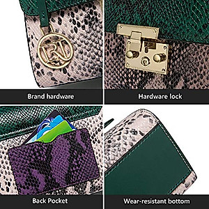LAORENTOU Snakeskin Cow Leather Crossbody Handbags Purses for Women Lady Satchel Shoulder Bags with Chain Strap (01 Snake Green)