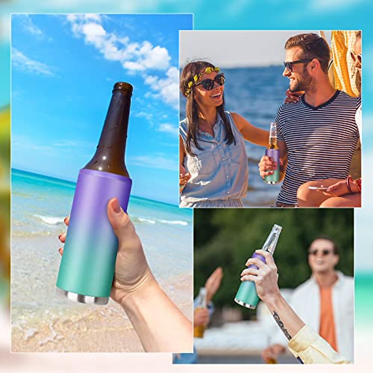 Slim Can Cooler, 12oz Skinny Can Cooler Insulated To Keep Your Drink Cold, Can Holder Sleeve for Slim Beers, Hard Seltzers, Beverages and Soda (Gradient Purple)