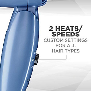 Conair Travel Hair Dryer with Dual Voltage, 1600W Compact Hair Dryer with Folding Handle, Travel Blow Dryer