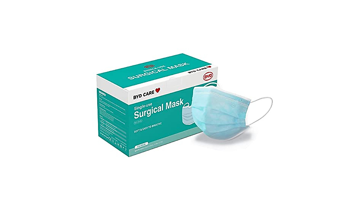 BYD CARE 3-Ply Disposable Masks - 50 Pack for Safety