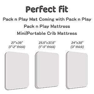 Yeeeasy Soft Satin Pack n Play Sheet Protect Baby Hair 27’’x39’’ Fitted Playard Sheet Portable Mini Crib Mattress Sheet for Boys and Girls, 2 Pack, Gray and White