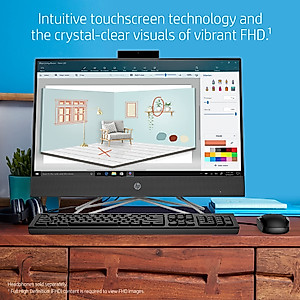 HP 2022 Newest 22-inch FHD IPS Touchscreen All-in-One Desktop Computer - Dual-Core AMD Ryzen 3 3250U - 12GB DDR4 RAM-256GB SSD - DVD-RW - WiFi Bluetooth - Windows 10 Pro - Black w/RATZK 32GB USB