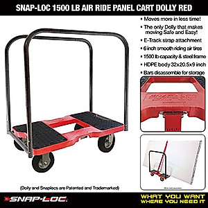 SNAP-LOC 1500 LB All-Terrain Panel CART Dolly RED with Steel Frame, 6 in Casters, Panel Bars and Optional E-Strap Attachment