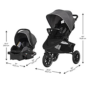 Evenflo Folio3 Stroll & Jog Travel System with LiteMax 35 Infant Car Seat, Skyline
