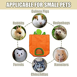 Rabbit Hay Feeder Bag Guinea Pig Food Fabric Bag Hanging Feeding Sack Storage Hay Dispenser with Pet Water Bowl for Rabbit Guinea Pig Chinchilla Hamster