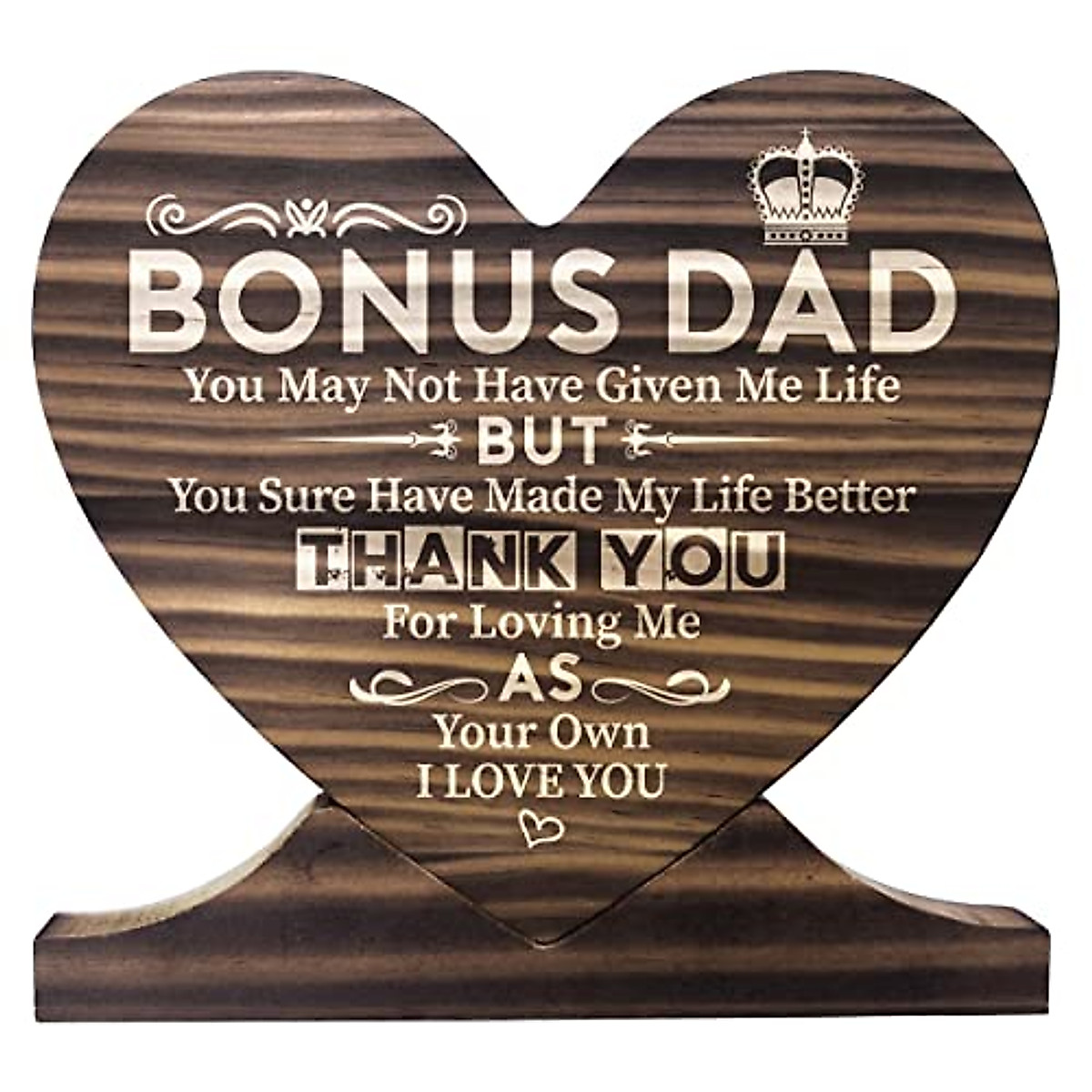 Stepdad Gift Wood Sign, Stepdad Gift for Birthday, Gift Wood Plaque Heart, Unique Gift Idea for Bonus Dad, Heart Wood Sign, Bonus Dad Plaque, Meaningful Gifts for Stepdad, Father's Day, Christmas