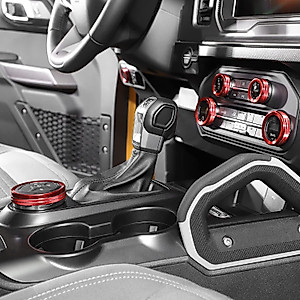 JWWY Air Conditioner Headlight Switch Knob 4WD Wheel Drive Trailer Gear Switch Knob Cover for 2021-2024+ Ford Bronco Accessories Aluminum Alloy 6PCS Red（Don't fit Bronco Sport）