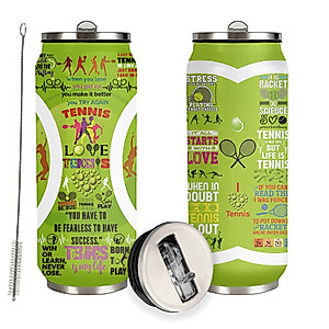 JDEIFKF Tennis Tumbler Cup Travel Mug With Lid,Tennis Lover Birthday Gifts Stainless Steel Vacuum Coffee Mug Cup Tennis Gifts For Women Men 17 Oz