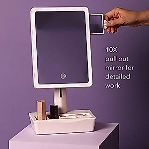 Fancii LED Lighted Large Vanity Makeup Mirror with 10X Magnifying Mirror - Dimmable Natural Light, Touch Screen, Dual Power, Adjustable Stand with Cosmetic Organizer - Gala