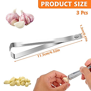 3pcs Stainless Steel Garlic Peeler, Diagonal Tweezers, Vegetables Peeler Garlic Skin Remover, Fish Bone Tweezers, Chicken, Duck, Meat Hair Extractor Portable Garlic Peeling Clips