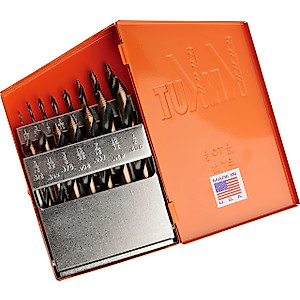 KnKut 15 Piece Mechanics Length Step Point Drill Bit Set 1/16"-1/2" by 32nds