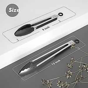 ChefAide Set of 2 Cooking Tongs,600ºF High Heat-Resistant,Kitchen Utensils,Cooking Utensils for Grill,Salad,BBQ,Frying,Baking,Serving 9/12 inches