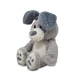 Cuddle Barn | Peek & Play Parker 11" Gray Puppy Animated Stuffed Animal Plush Toy | Plays Every Kids Favorite and First Game Peek A Boo | and Sings Peek A Boo Song