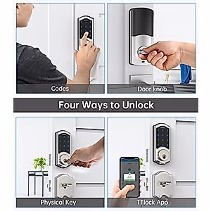 Smart Deadbolt, SMONET Front Door Lock Keyless Entry, Bluetooth Electronic Touchscreen Keypad, Physical Keys, Auto Lock, Remote Control, Send eKey, Airbnb, Apartment